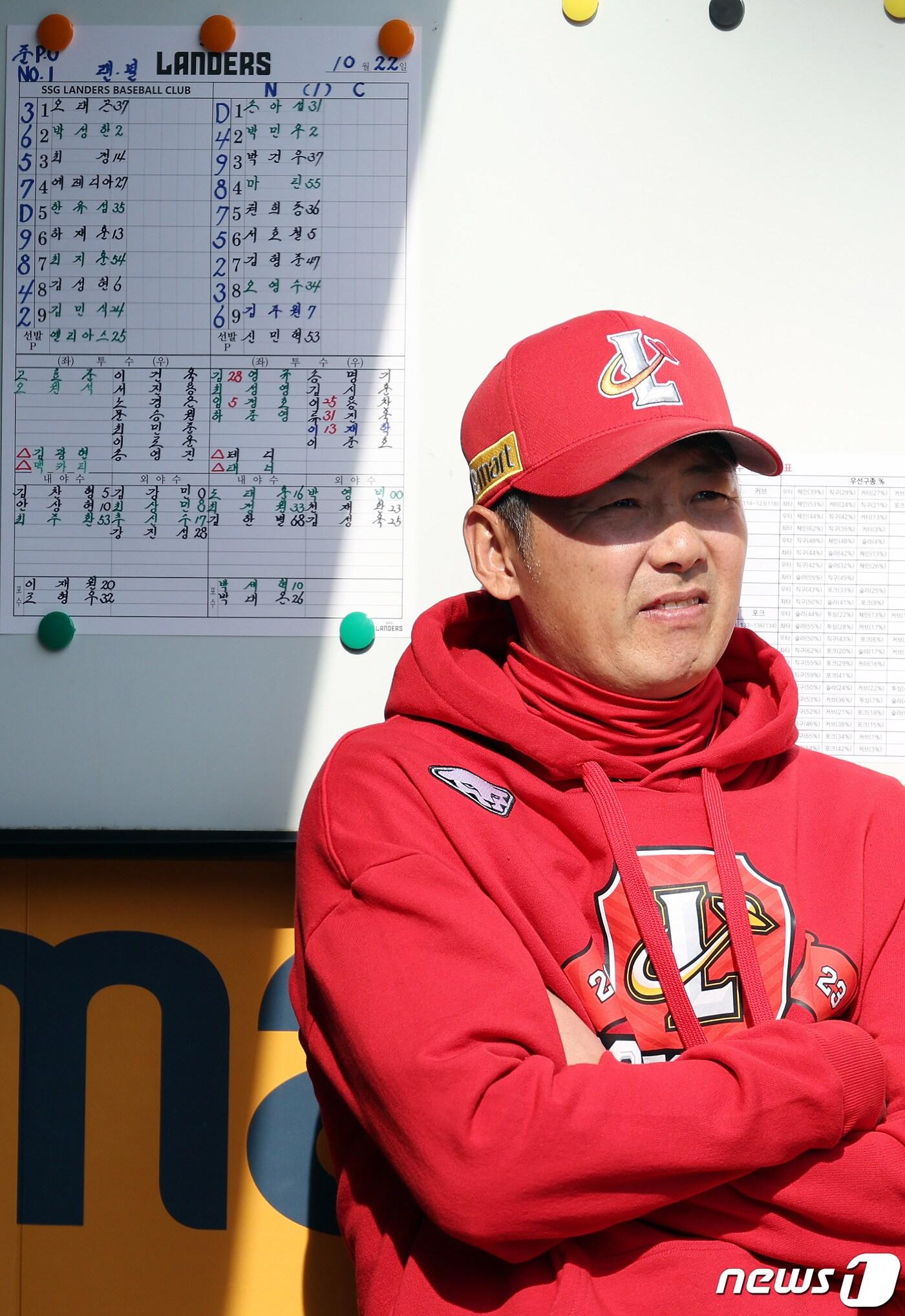 '벼랑 끝' SSG 김원형 감독 "문승원 공 좋아 8회에도 믿었다"[준PO2] - 뉴스1