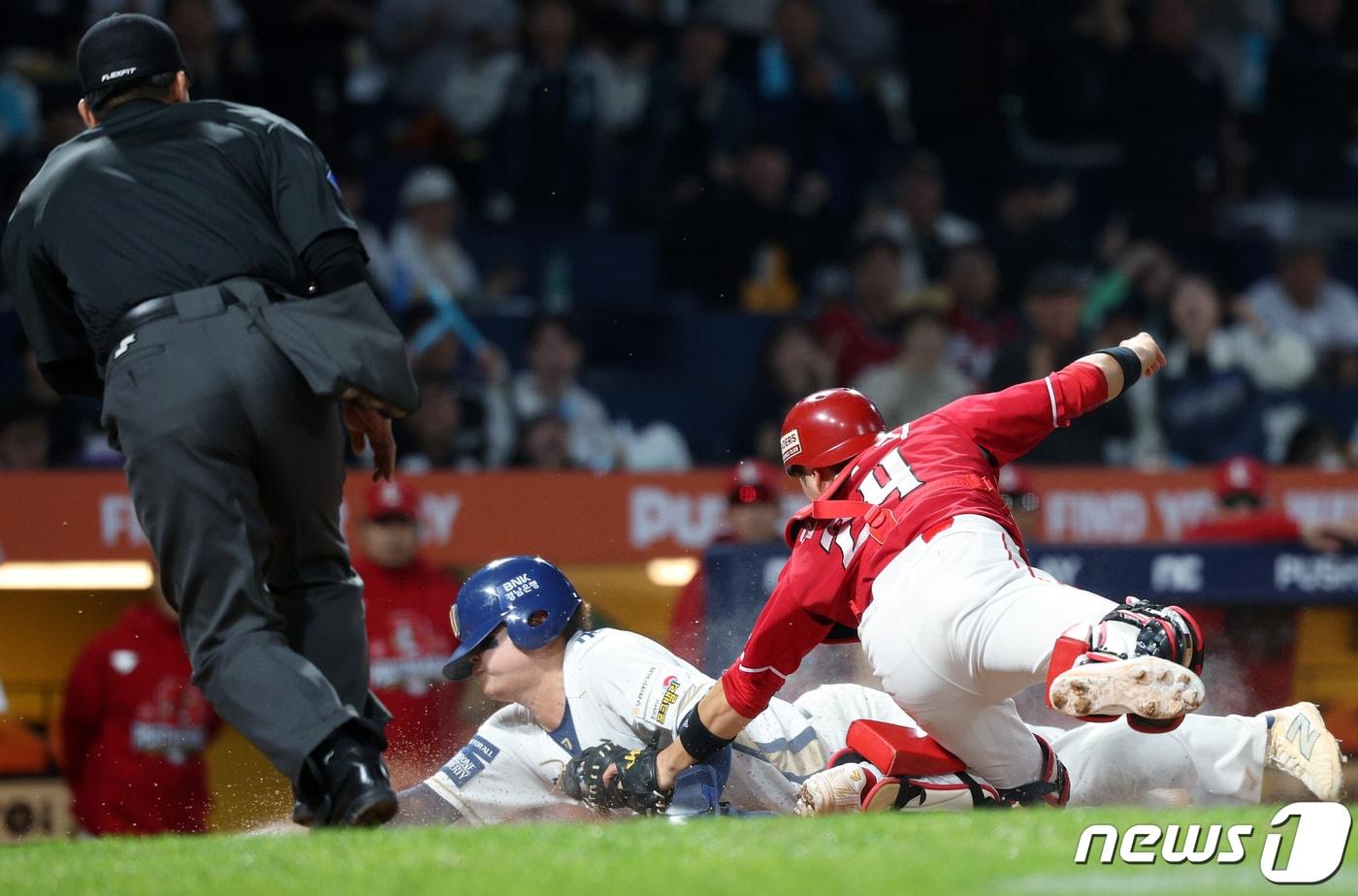 식지 않는 NC 방망이…권희동·서호철 적시타로 1회부터 3점 선취[준PO3] - 뉴스1