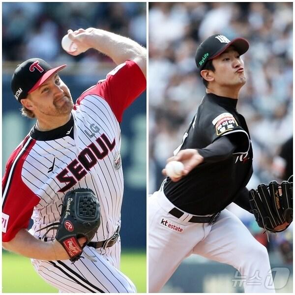12일 쉰 LG 엔스 VS 하루 쉰 KT 고영표…준PO 1차전 선발 맞대결 - 뉴스1